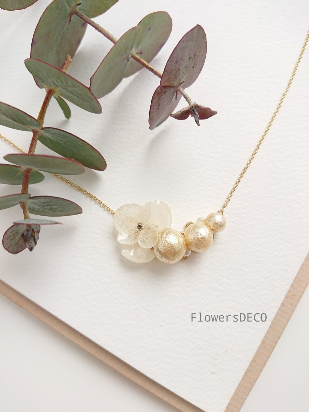 紫陽花イチリン雪色&コットンパール【ネックレス】 257141 | ENNOTEN.WORKSHOP