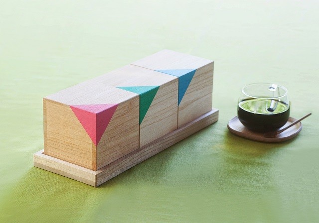 コーヒー通の方へのプレゼントにいかがですか？ 桐CUBEコーヒーキャニスター 3個セット（ピンク・グリーン・ブルー） 832643 | 関根桐材店